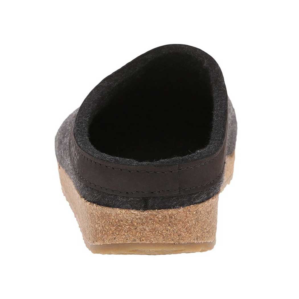 Haflinger GZL44 Grizzly Wool Clog Leather Trim Charcoal (Unisex)